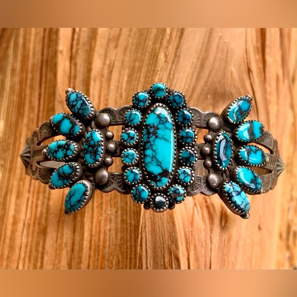 Handmade | Jewelry | Vintage Lander Chinese Blue Spider Web Turquoise ...